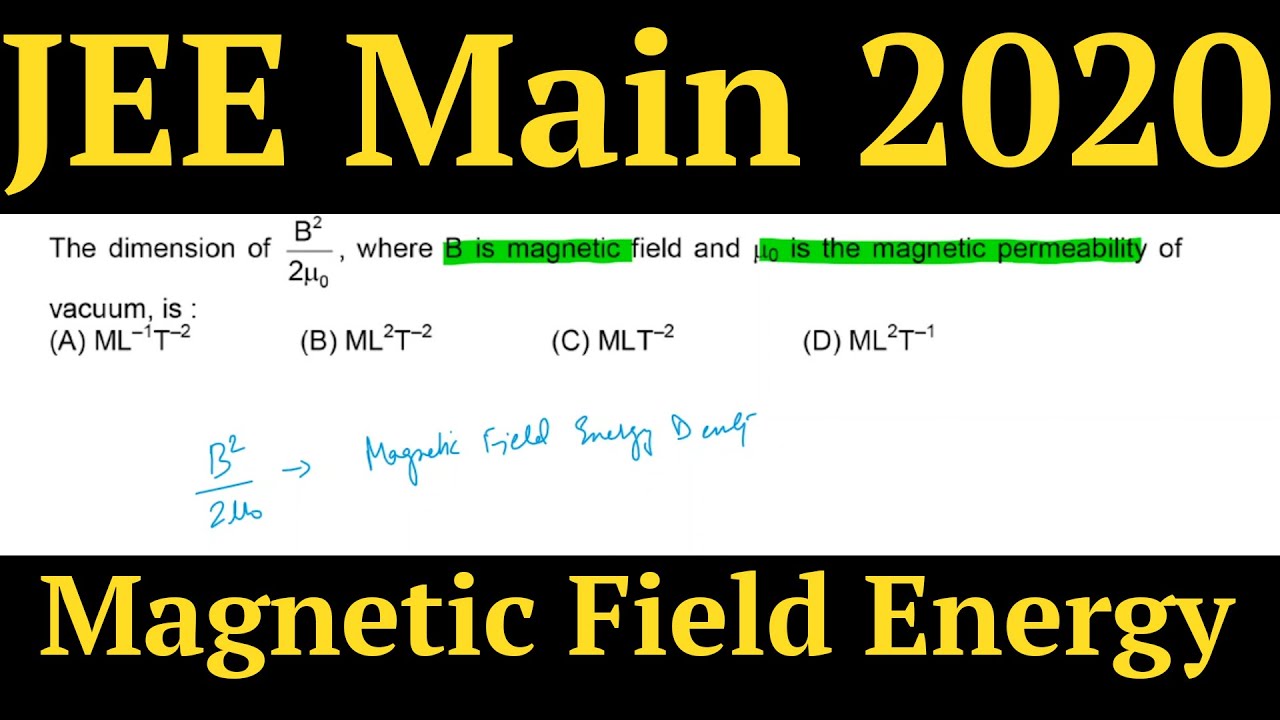 The dimension of B2/2µ, where B is magnetic field and µ is the magnetic ...