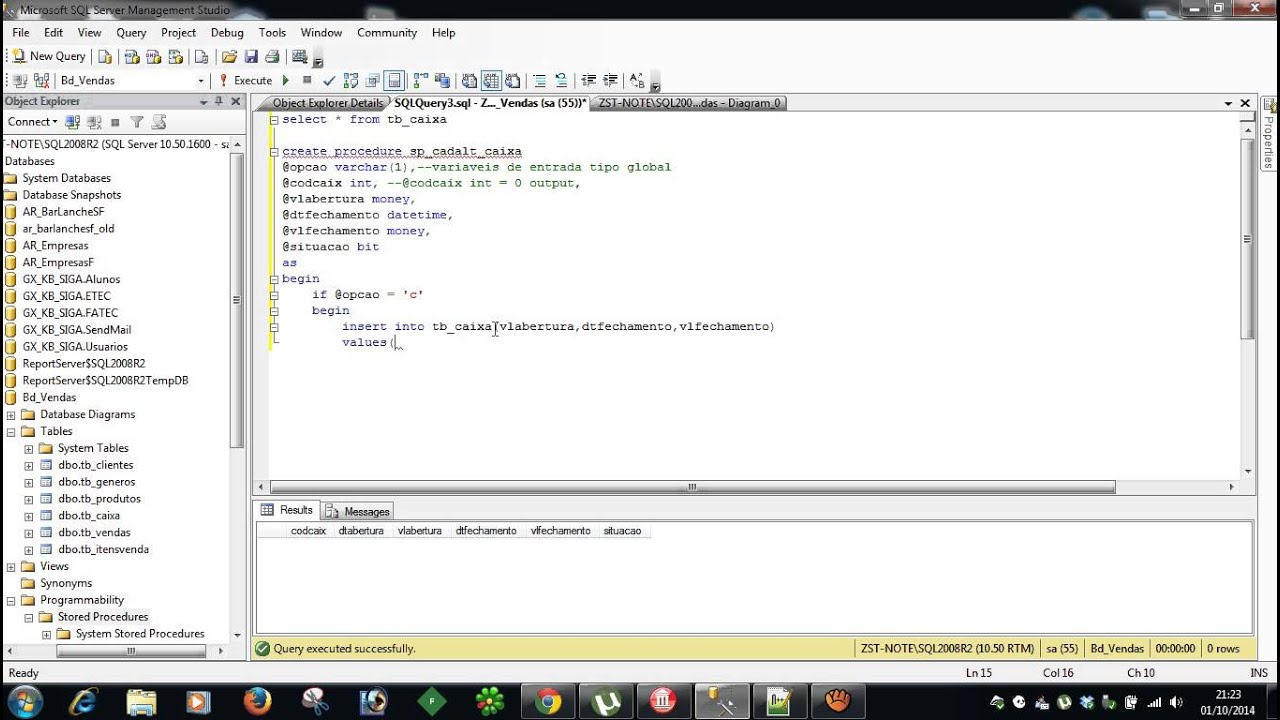 Criando Stored Procedure no SQL Server 2008R2 - YouTube