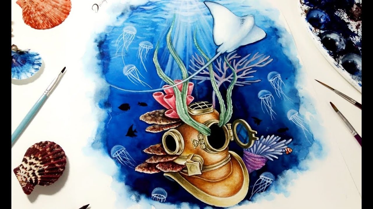Speed Drawing - UNDERWATER 【Aquarela /Watercolor Speedpaint】 - YouTube