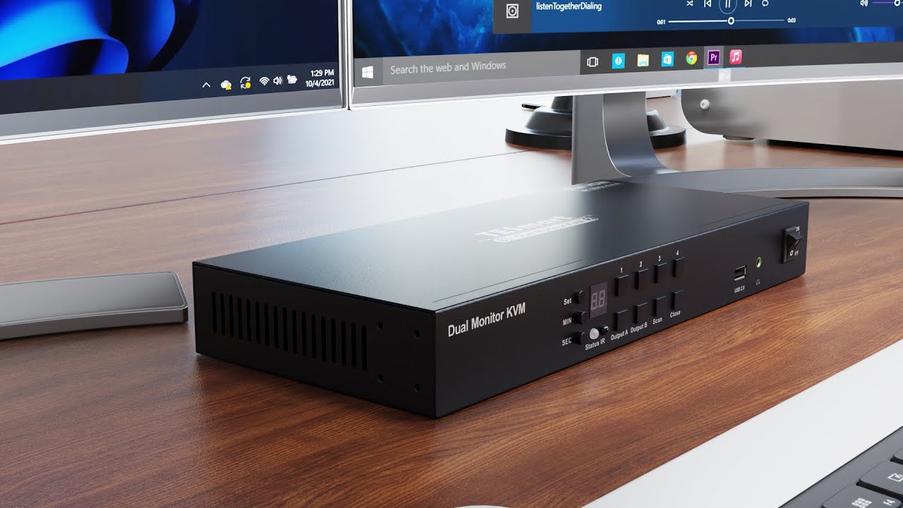 TESmart 4 Port Dual Monitors KVM Switch Kit HDMI 4K60Hz with EDID ...