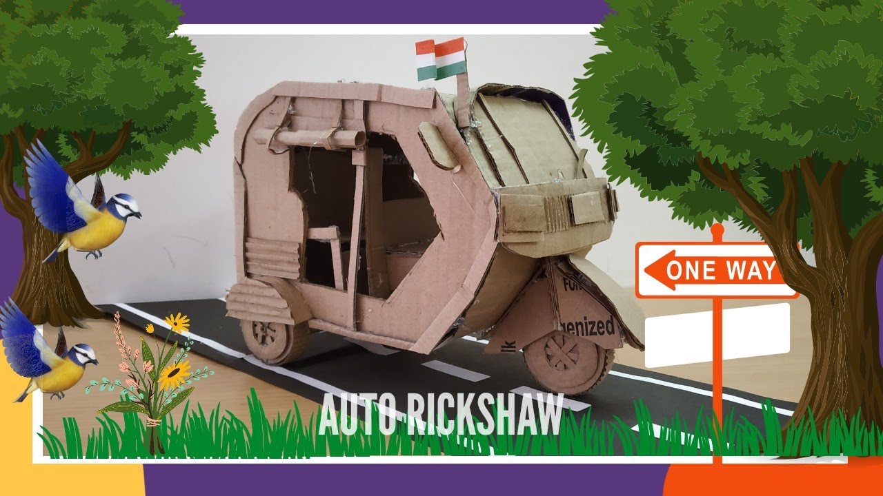 How to make auto rickshaw | make auto rickshaw sculpture | 3 wheeler ...