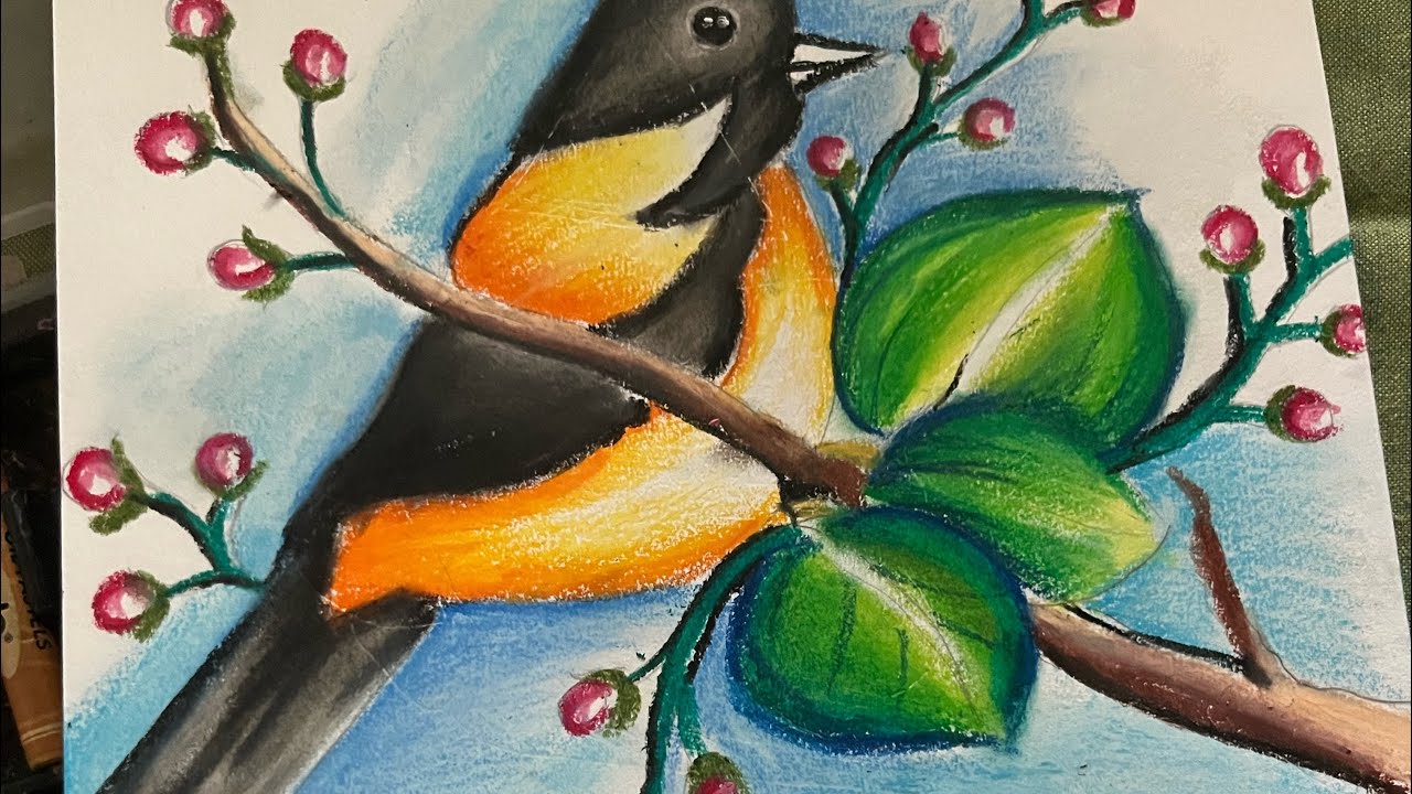 How to draw the simple drawing with birds 🦅 || pastel color drawing ...