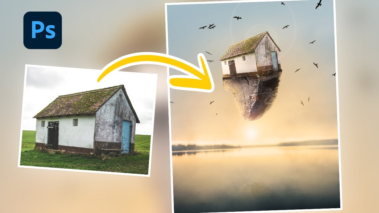The Flying House Scene Photo Manipulation Speed Art | Photoshop ...