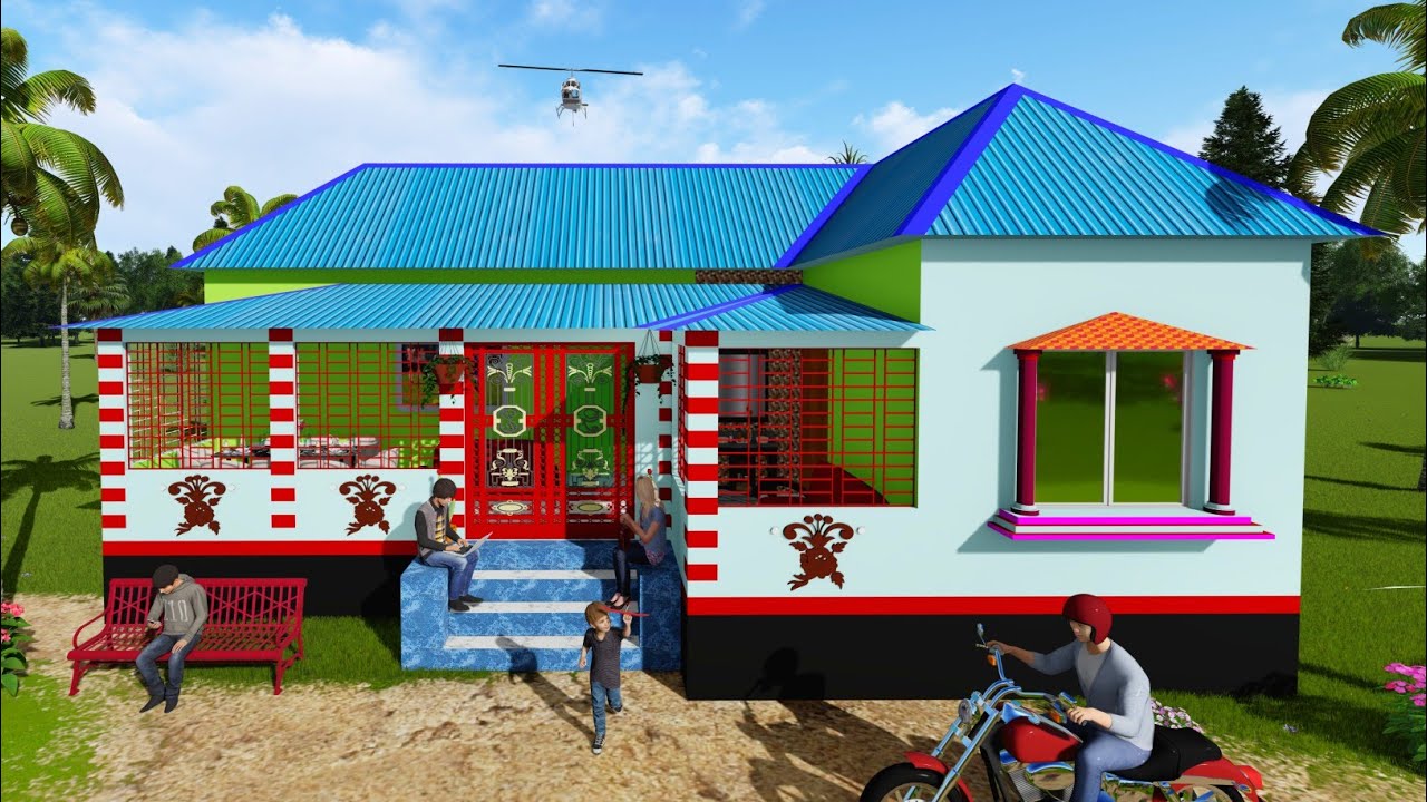 ৩ রুমের টিনের বাড়ির ডিজাইন | 3 room tin shed house | tin set house ...