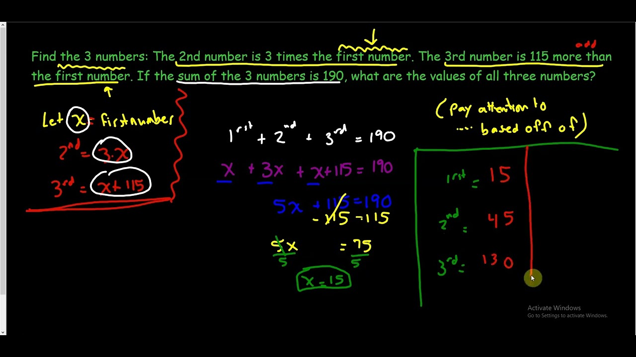 Lesson 1.4 Word Problems day 2 - YouTube
