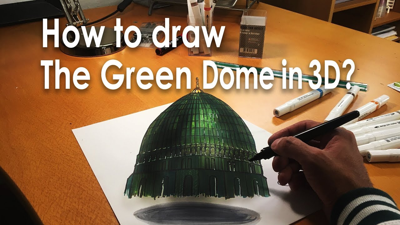 How to draw The Green Dome in 3D - YouTube