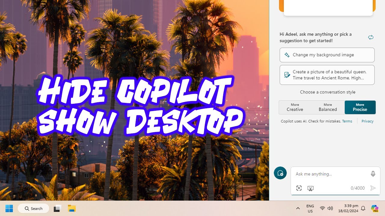 How to Hide Copilot in Taskbar and Show Desktop (Windows 11 FIX) - YouTube