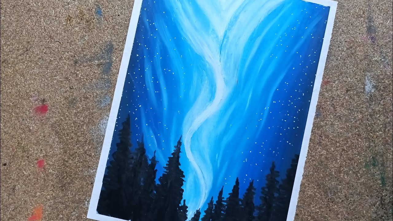 Beautiful Blue Night Sky Drawing with Oil Pastels_Oil Pastel Night Sky ...