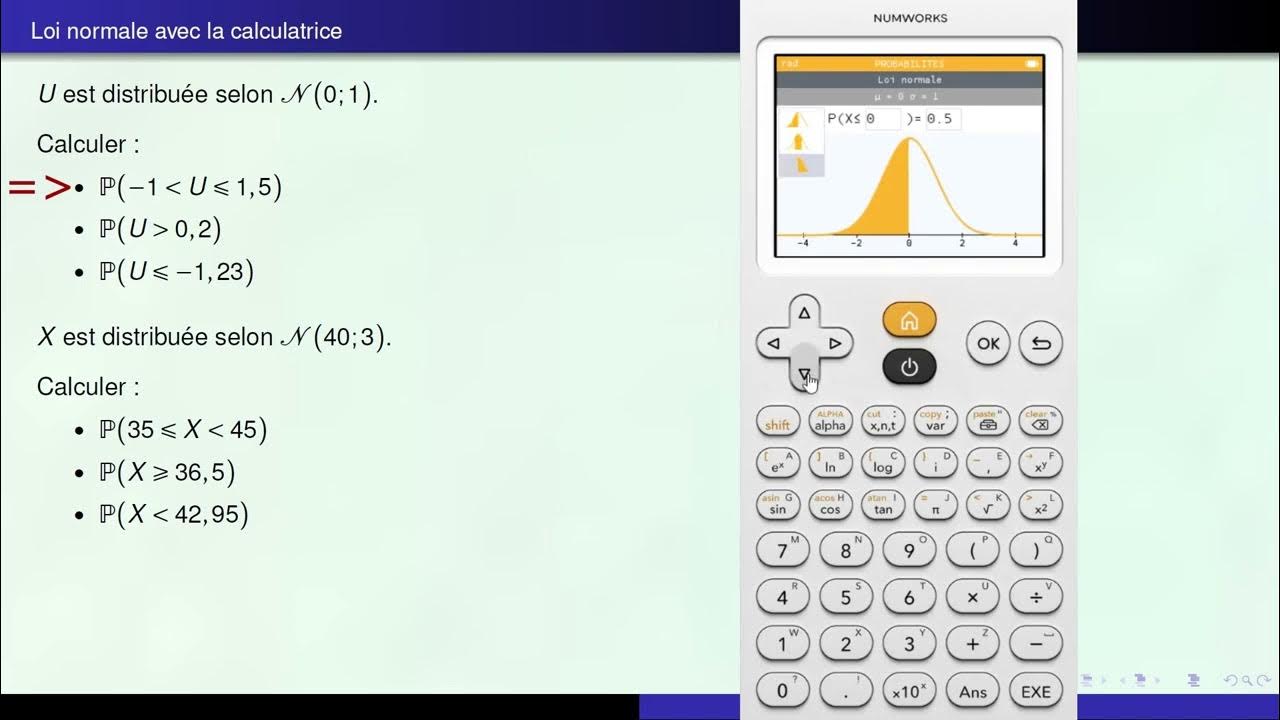 Probabilités avec loi normale Numworks - YouTube