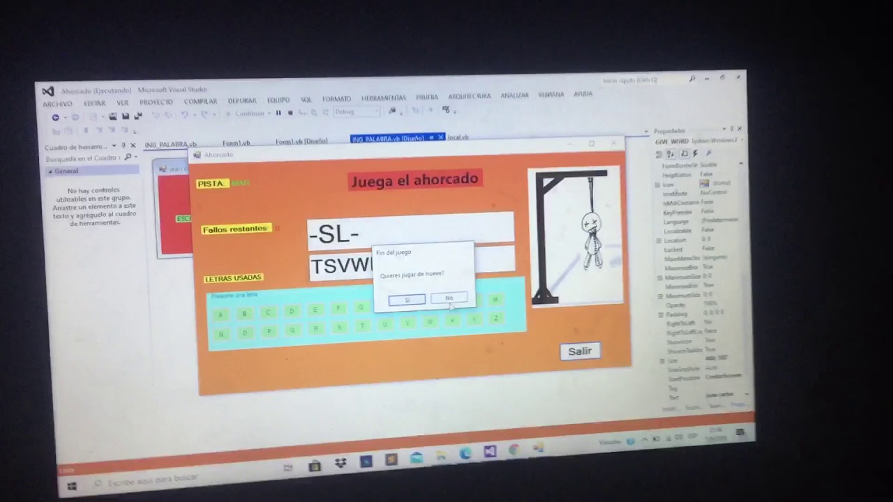 Como hacer el juego ahorcado en Visual Basic parte 1 - YouTube
