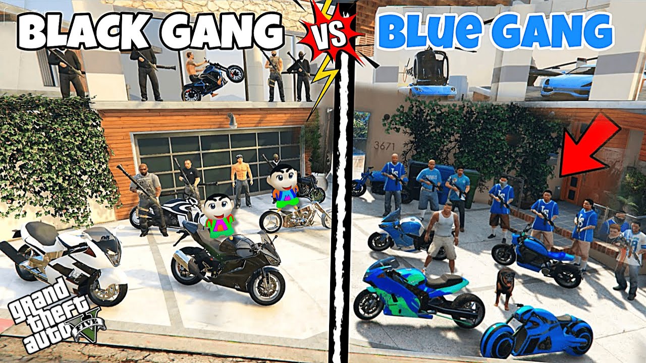 Franklin Blue Gang VS Shinchan Black Gang In A Bike Challenge In GTA 5 ...