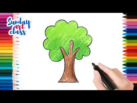 Simple Tree Drawing - Draw for Kids | Sunday Art Class (Tree Series)