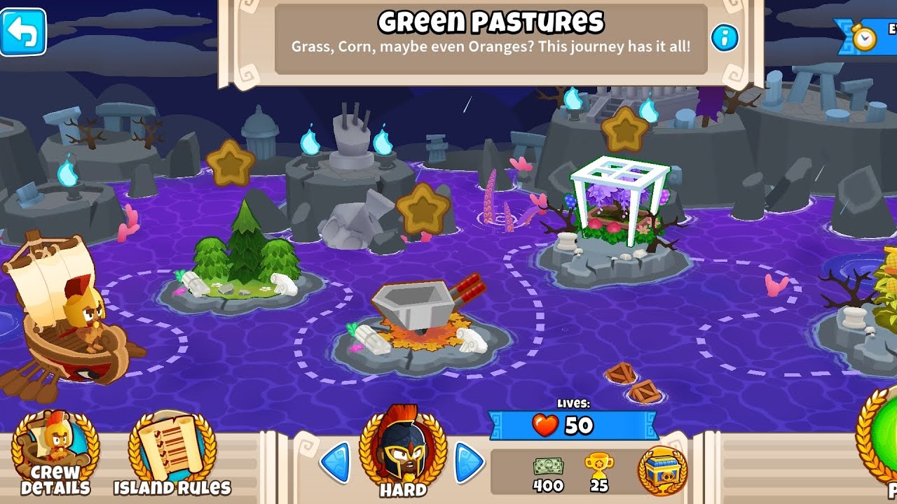 BTD6 | Odyssey Event | Green Pastures | Hard | Island 4 | Bloons TD6 ...