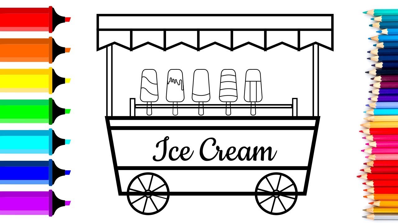 How to Draw Ice Cream Cart for Kids | Candy Drawing | The Kids Zone ...