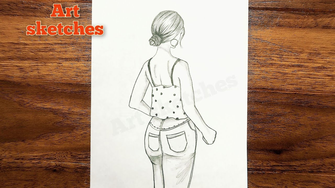 Beautiful girl drawing back side | Drawing for girls| pencil sketch ...