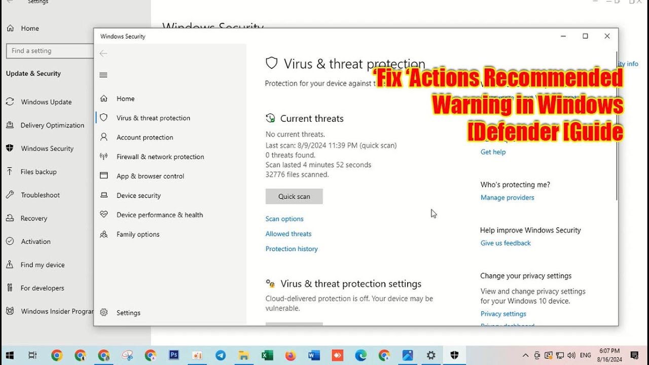 Fix ‘Actions Recommended’ Warning in Windows Defender [Guide] 2024 ...