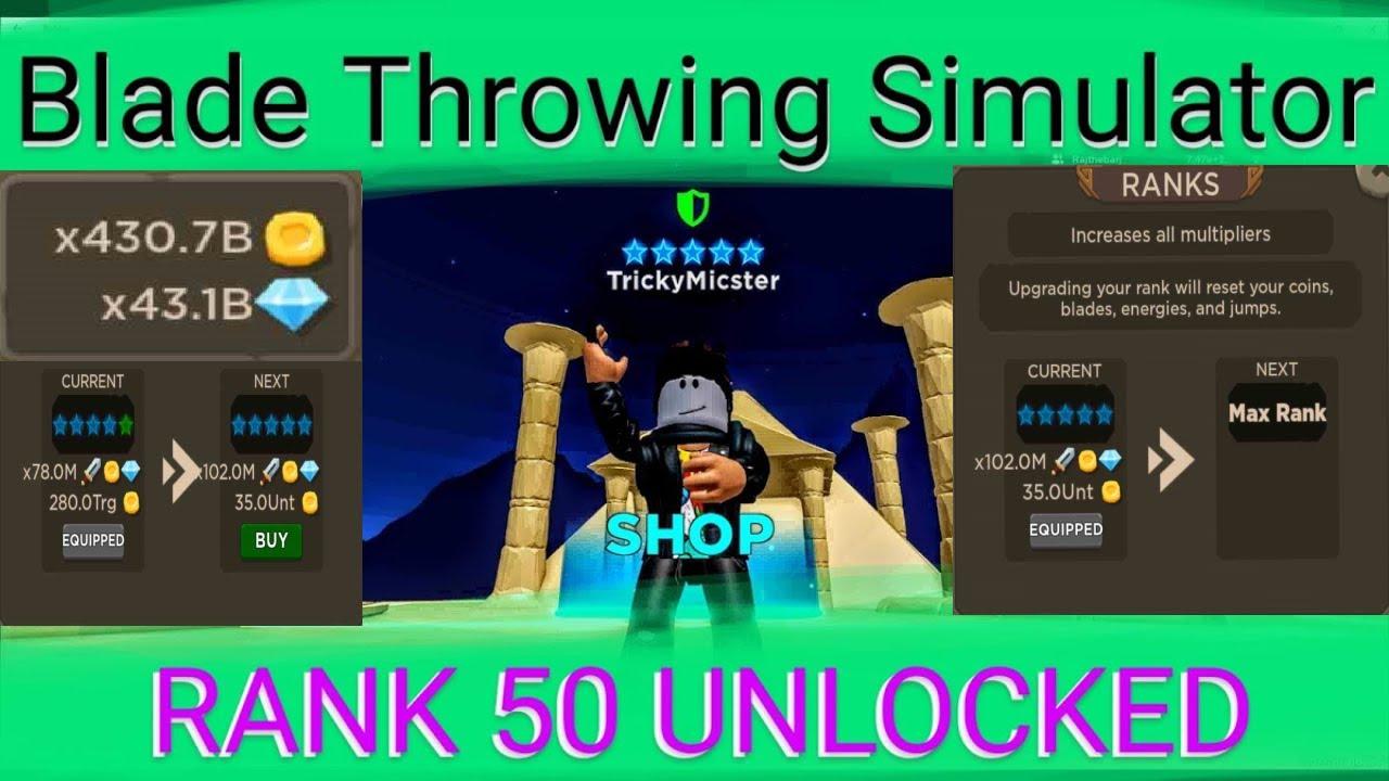 Rank 50 Unlocked // Blade Throwing Simulator \\ Roblox - YouTube