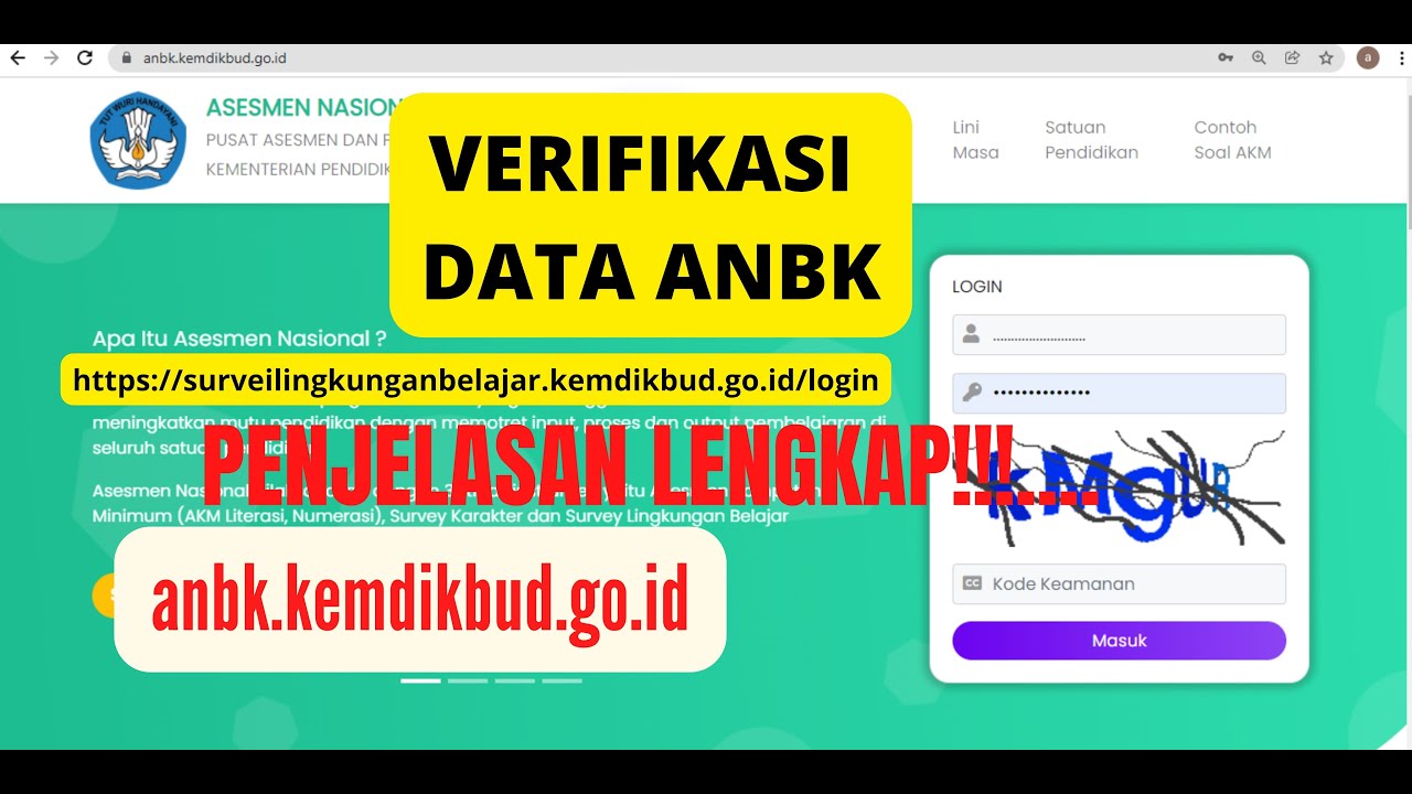 PENJELASAN LENGKAP VERIFIKASI DATA ANBK TERBARU 2021/2022 - YouTube