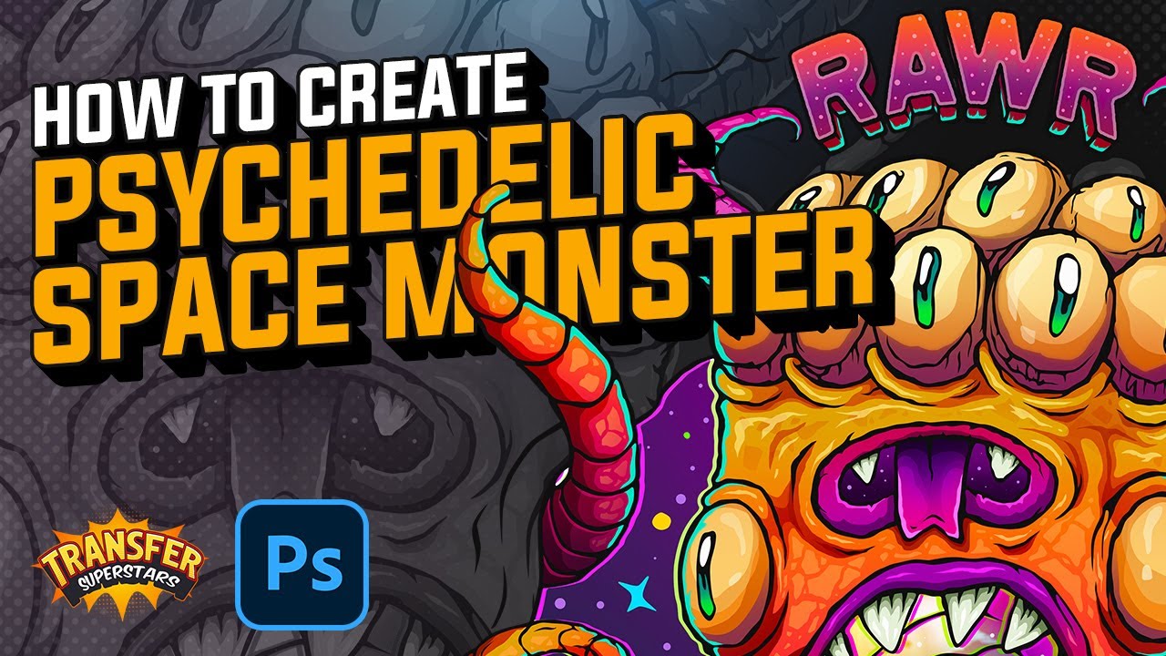 Line Art Tutorial: Psychedelic Monster in Photoshop Part 1 - YouTube