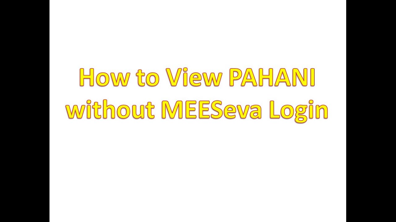 View PAHANI(పహాని) without MEESeva Login - YouTube