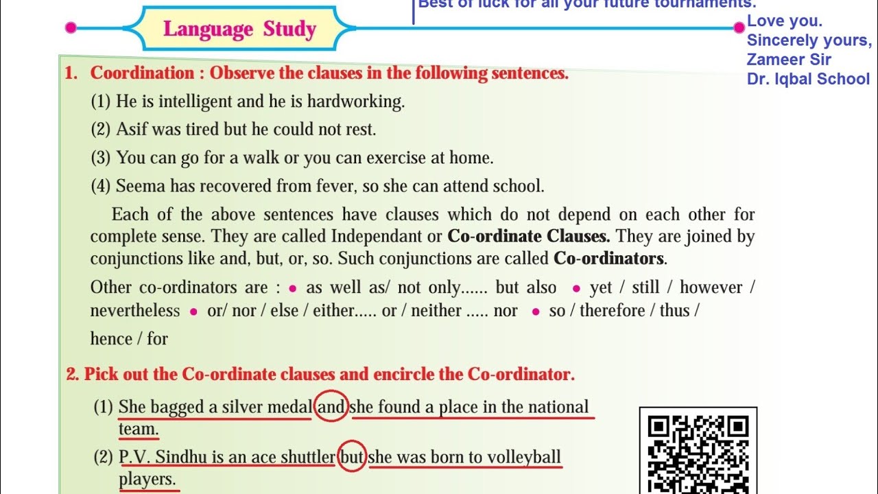 Language Study Co-ordinate clauses and Co-ordinatir 8th Class English ...