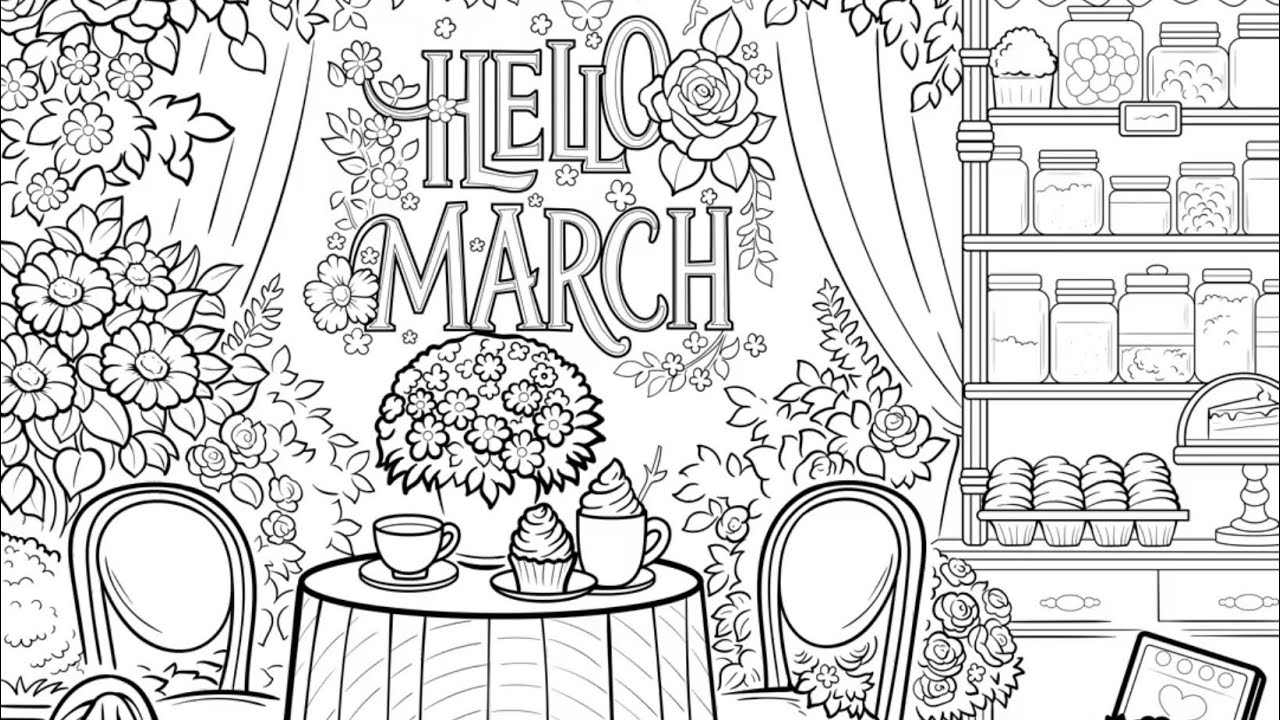 Hello March Flowers Decorated Store Spring Zen Color #PaintbyNumber # ...
