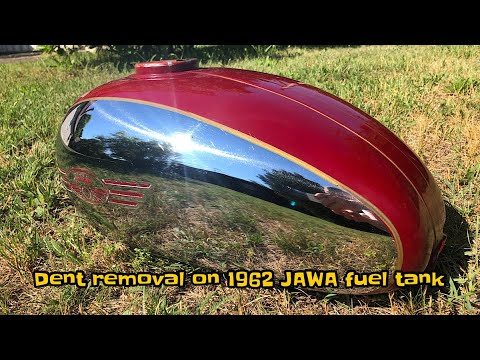 Rescuing a vintage bike fuel tank - dent removal - YouTube