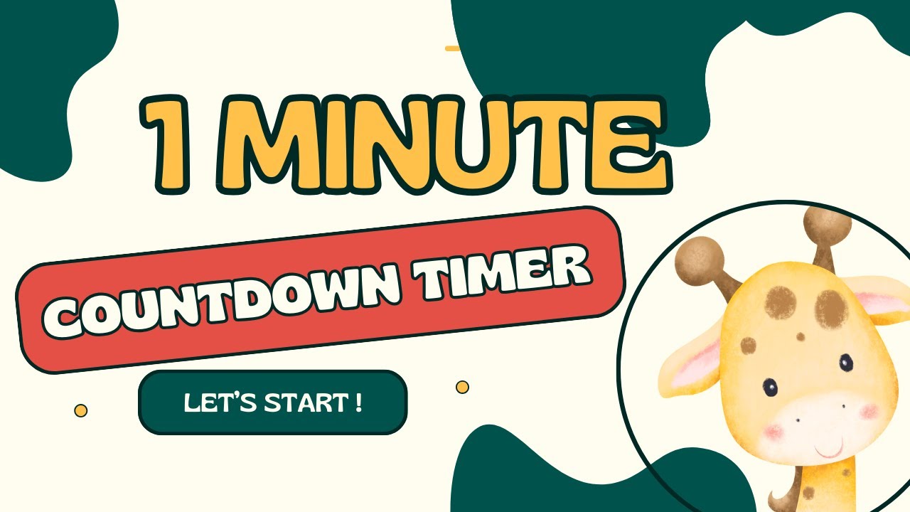 GIRAFFE COUNTDOWN ! 1:00 🦒 timer from 1 minute to zero in minutes and ...