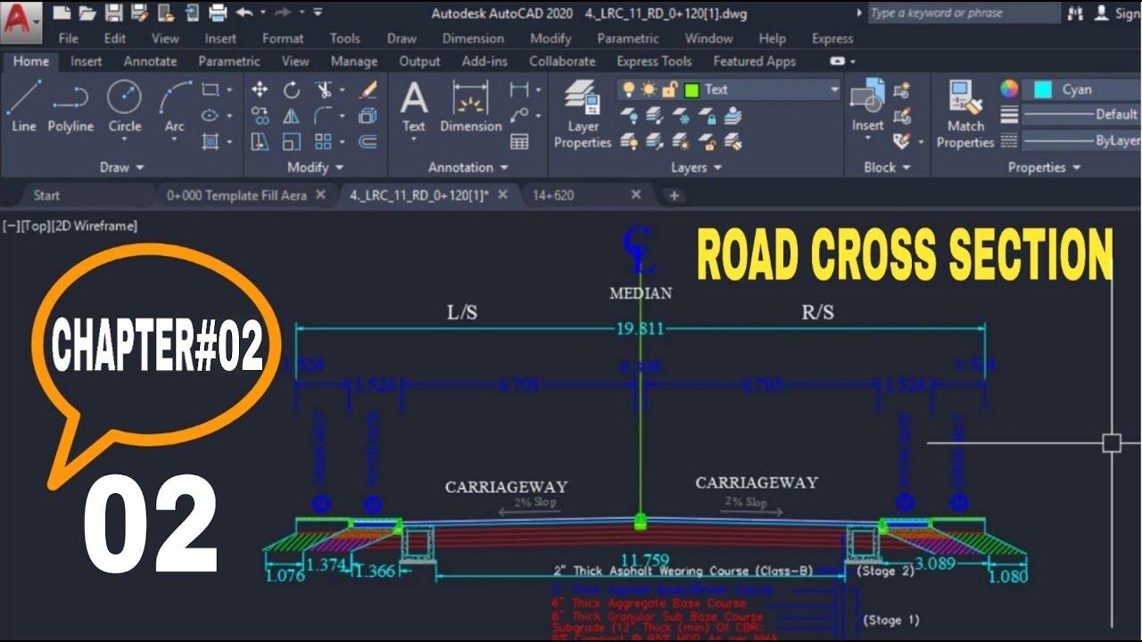 How to plot road cross section in AutoCAD |chapter#3 - YouTube