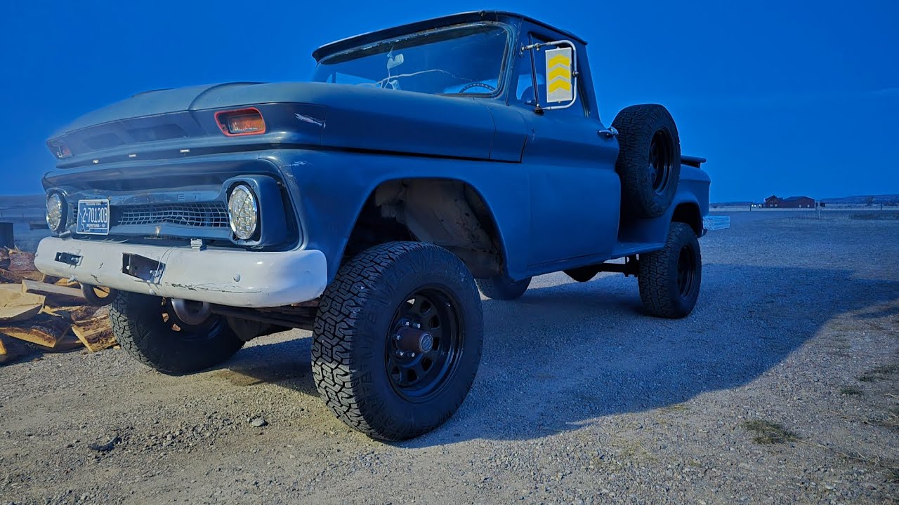 1966 Chevrolet K10 Ls swap from om617 mercedes diesel engine - YouTube