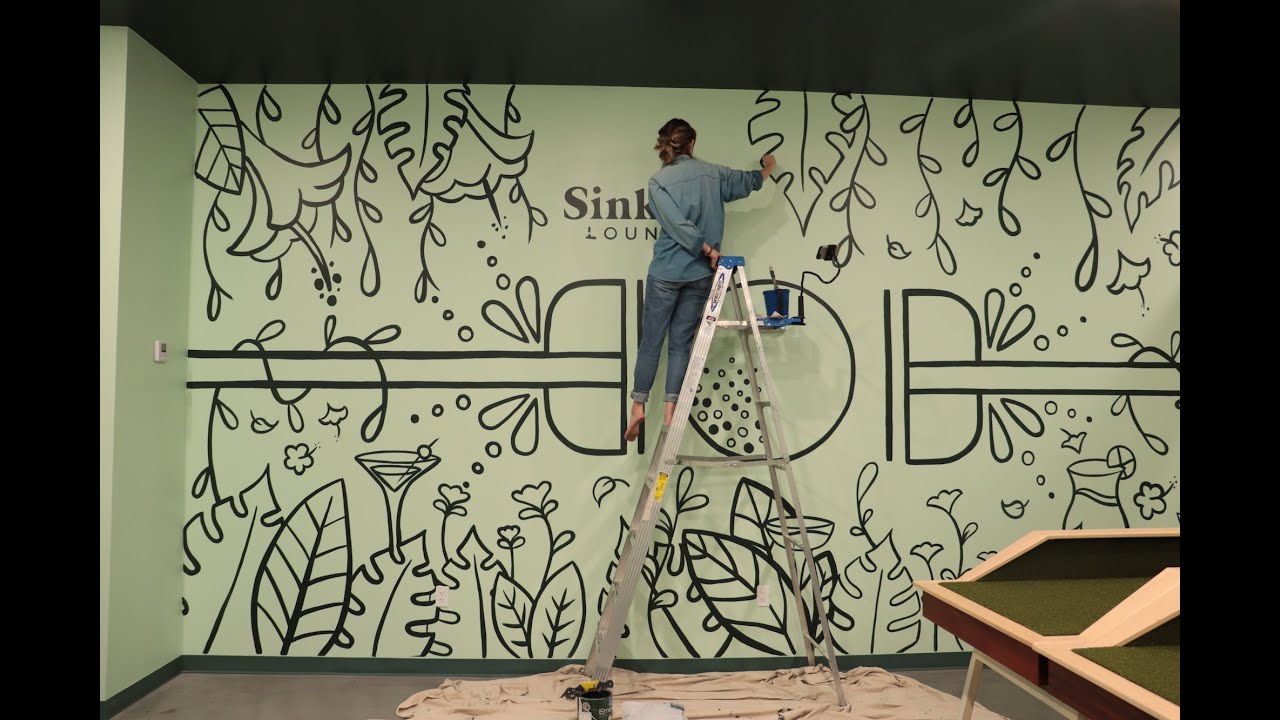 Minigolf Bar Mural Timelapse (Sinkers Lounge) in Kansas City - YouTube