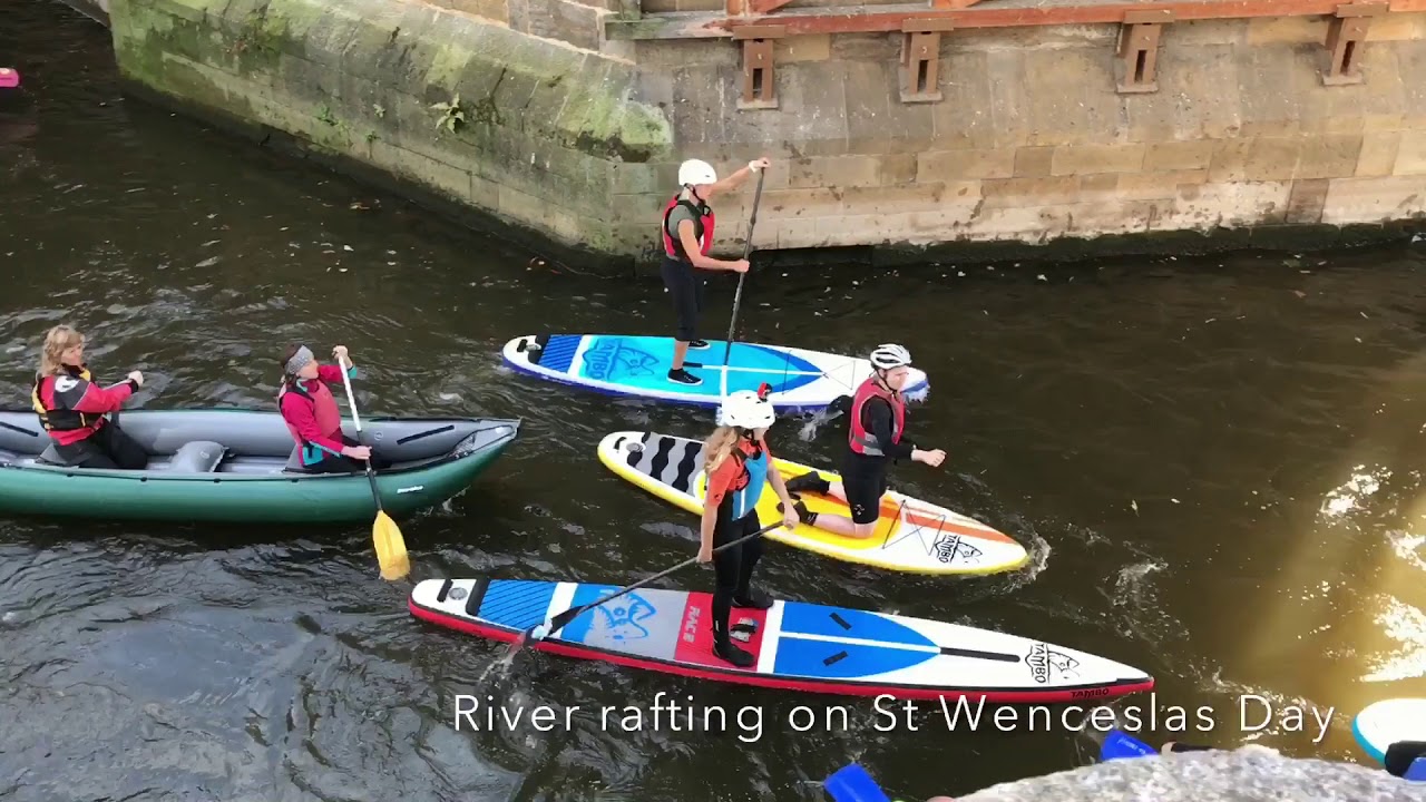 River rafting on Vltava River in honor of St Wenceslas Day, Prague ...