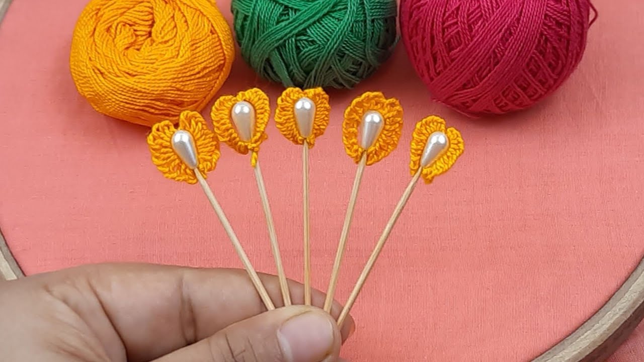 DIY ! Woolen Flower Ideas with Toothpick - Hand Embroidery Design ...