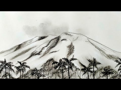How to draw Mt. Bulusan|Charcoal Pencil Drawing - YouTube