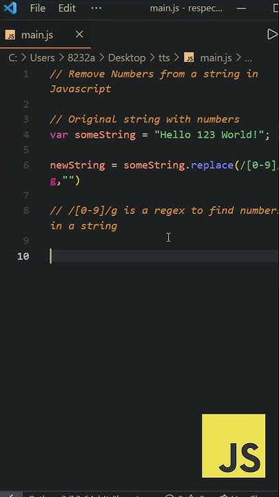 remove Numbers from a string in #javascript - YouTube