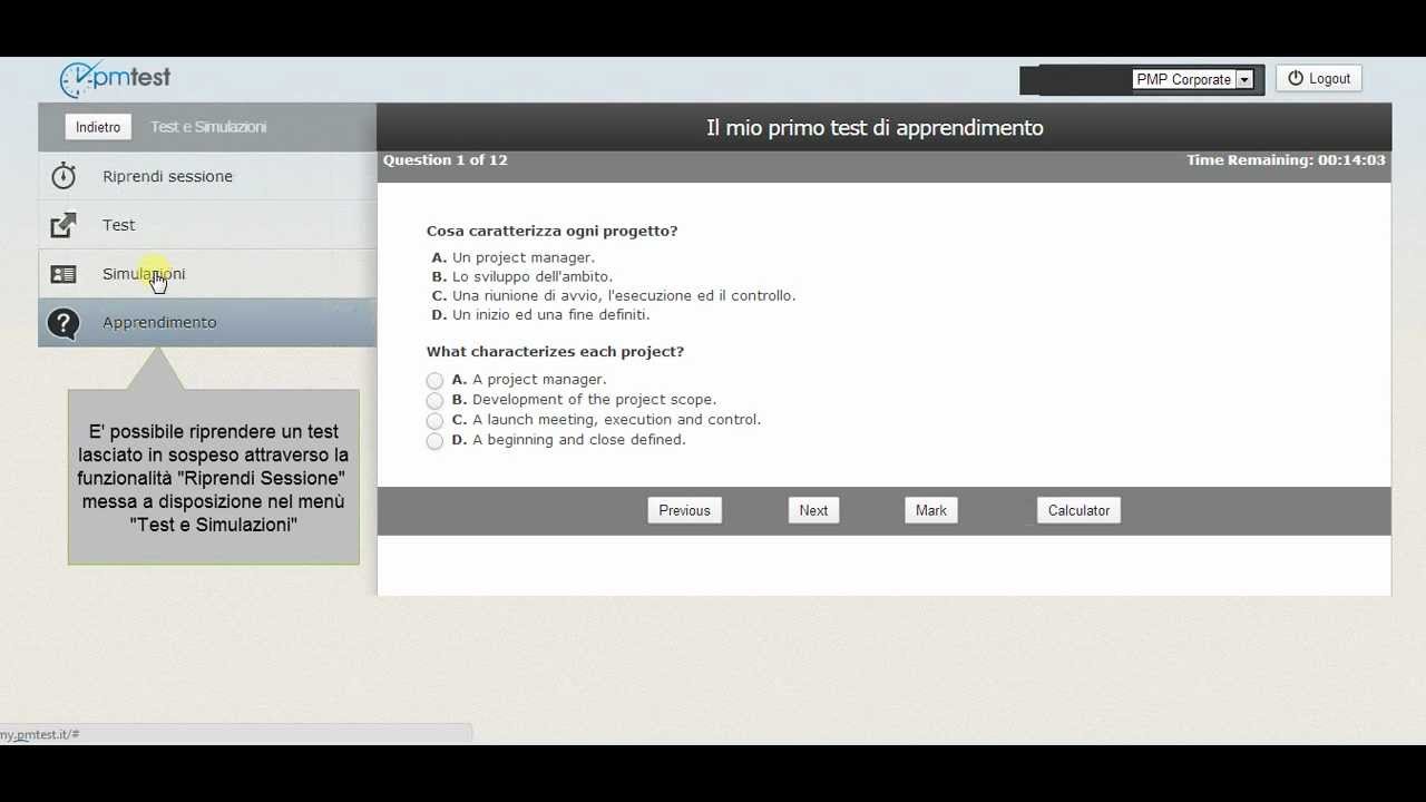 PMTest - Menù e test di Apprendimento - YouTube