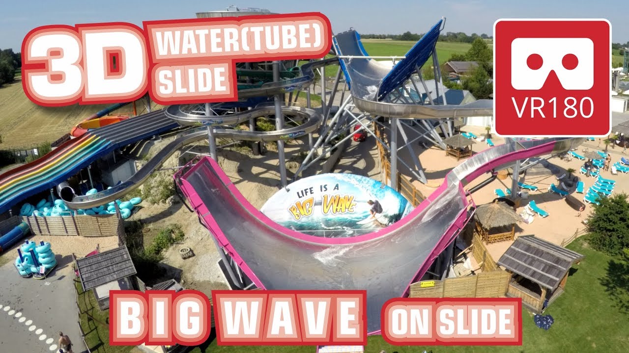 BIG WAVE VR180 3D - water tube Slide scary VR Experience POV - Therme ...