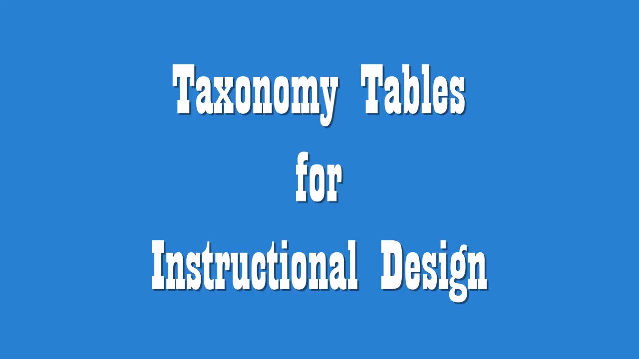 Taxonomy Tables for Instructional Design - YouTube