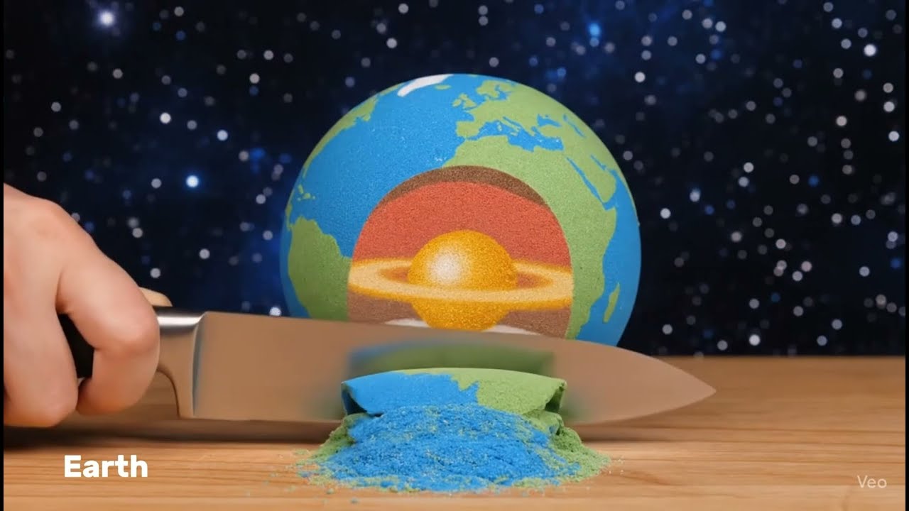 Satisfying Kinetic Sand Solar System Cutting 🔪🪐 | ASMR Planet Slice ...