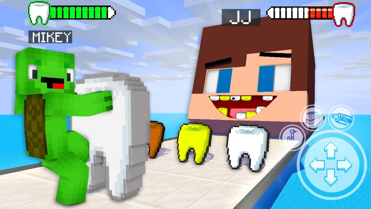 JJ and Mikey in TEETH GAME - Dental Clinic Runner - Maizen Minecraft ...