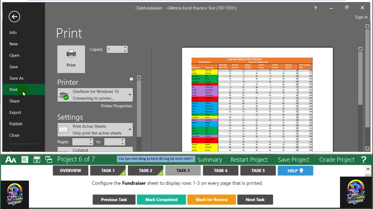 Project 6 MOS Excel 2016 Exam 3 | MR. LY KHANH - MOS Certification ...