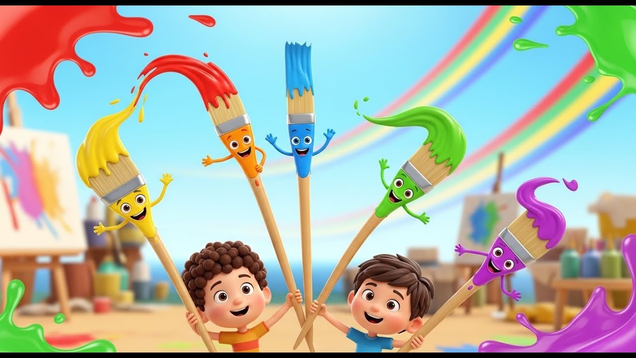 Five Little Paintbrushes Swish Swish Swish | Fun Art Song & Color ...