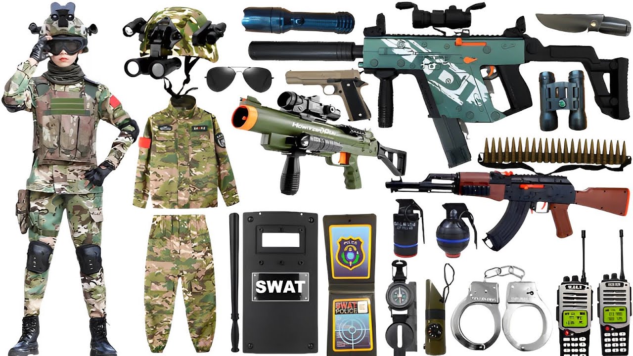 Special police toy set, unboxing video, Victor automatic rifle, pistol ...