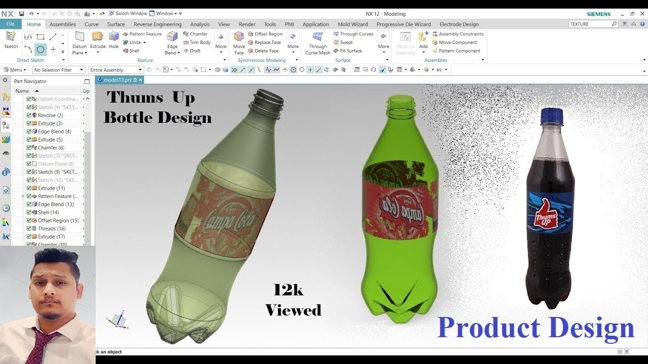 How to design a #Plastic_Bottle/Container in NX or Cold Drink Bottle ...