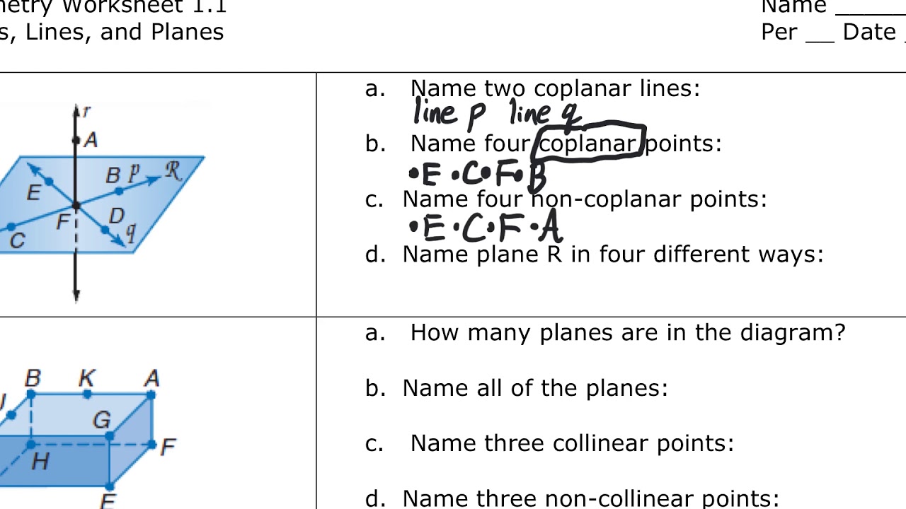 Start for Point Line Plane Practice RP Wednesday 8 28 2019 - YouTube