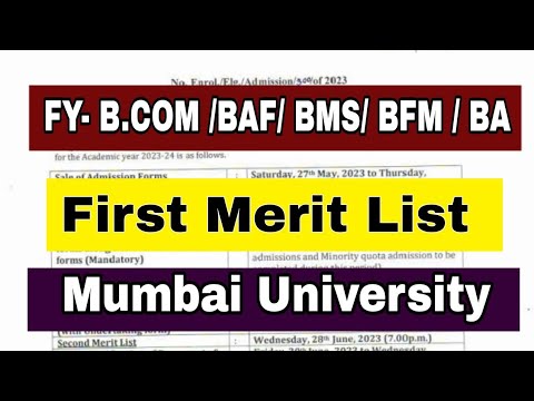 First Merit List 2023 Mumbai university || FYBCOM || FYBA || FYBMS || FYBFM Admission || Atul ...