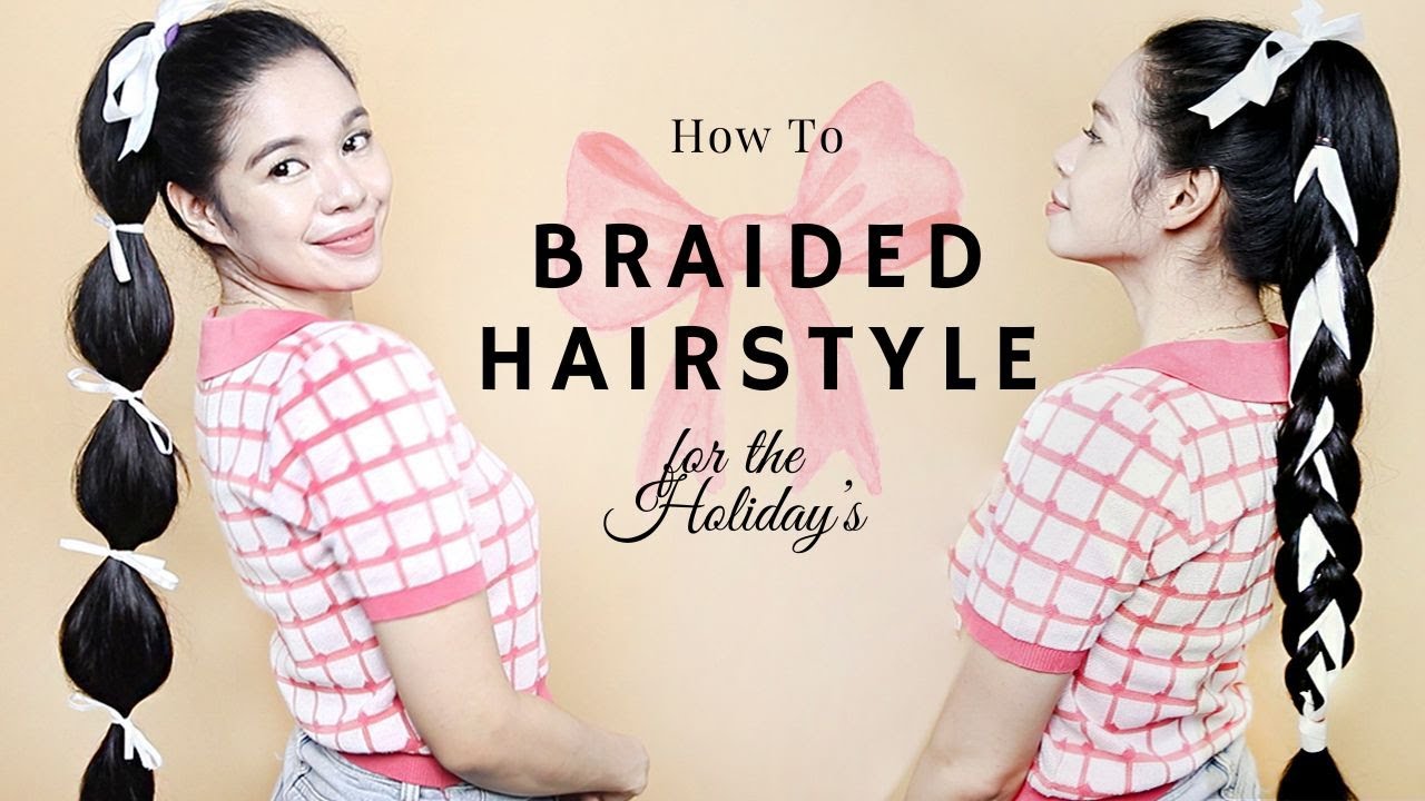 2 Cute Ribbon Braid Hairstyle Tutorial - Holiday Hairstyles For Long Hair - YouTube
