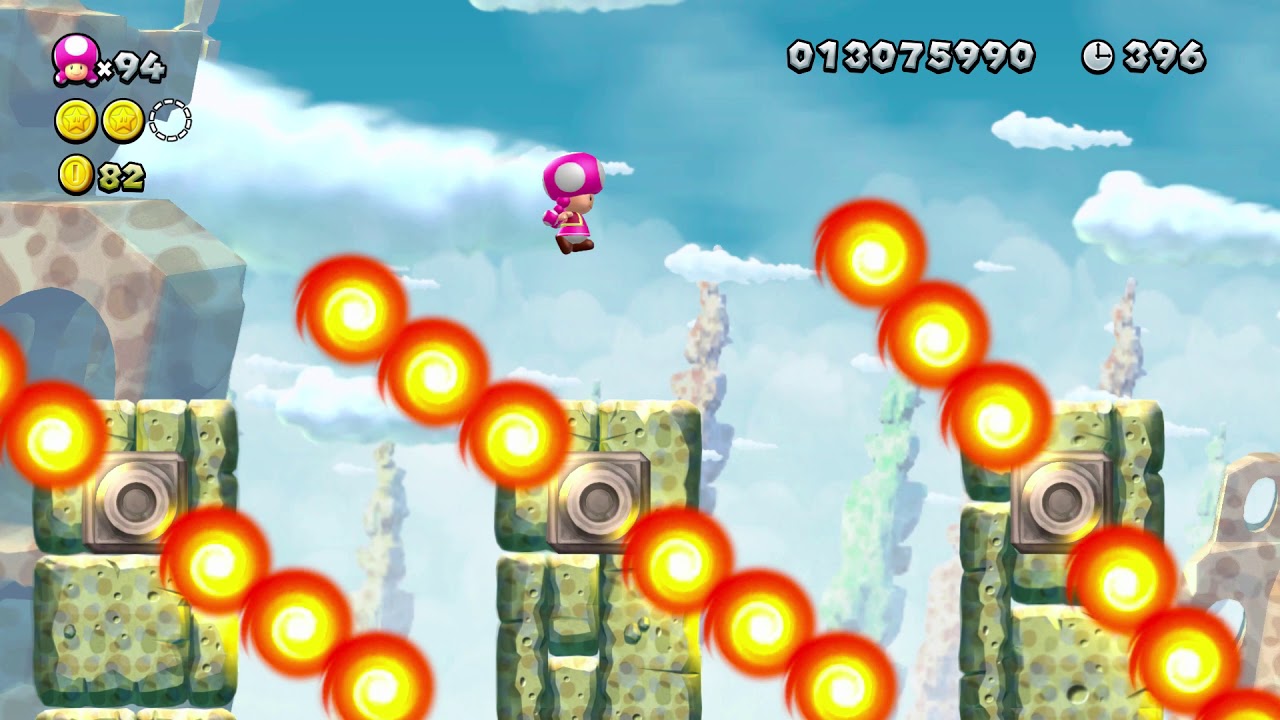 New Super Mario Bros.U Deluxe: Superstar Road-6: Fire Bar Cliffs (ALL ...