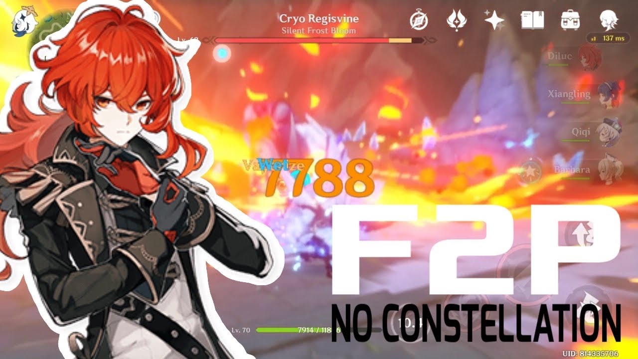 Genshin Impact - F2P Diluc Build No Constellation - YouTube