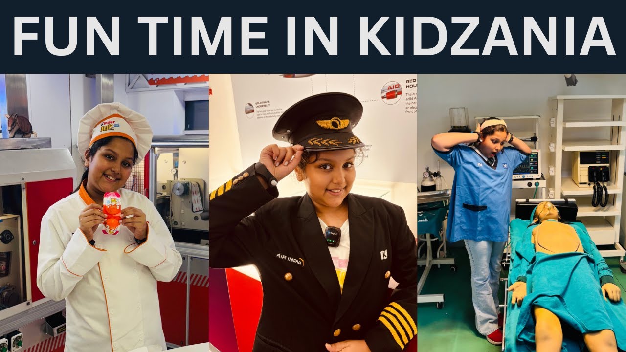 Myra in KidZania Part 1 | Air India Plane, Real Jobs, Real Adventure ...